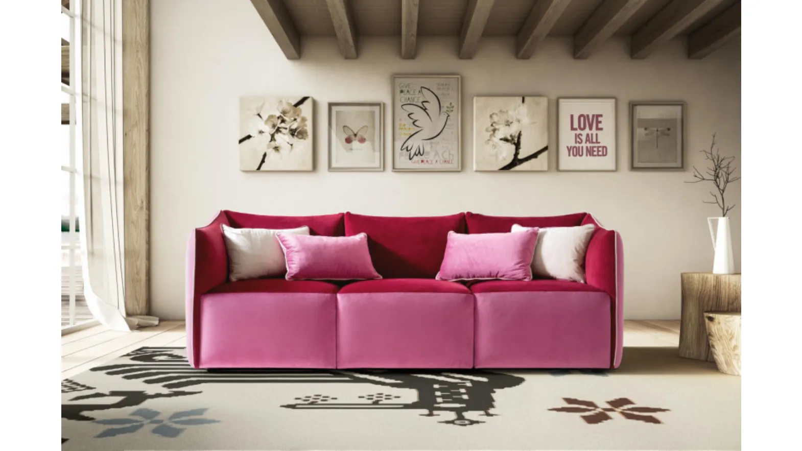 Designer style sofa in fabric